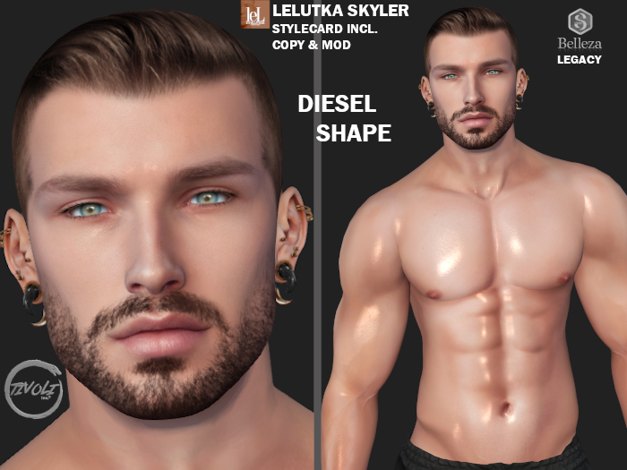 Second Life Marketplace - -Tivoli inc - Diesel shape lelutka skyler head 2.5 updated [BOM] 3 ...